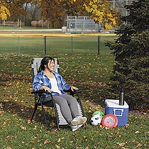 Guidesman LC-8014 Foldable Locking Weather Resistant Outdoor Steel Framed Zero Gravity Reclining Lounge Chair with Headrest Pillow, Blue