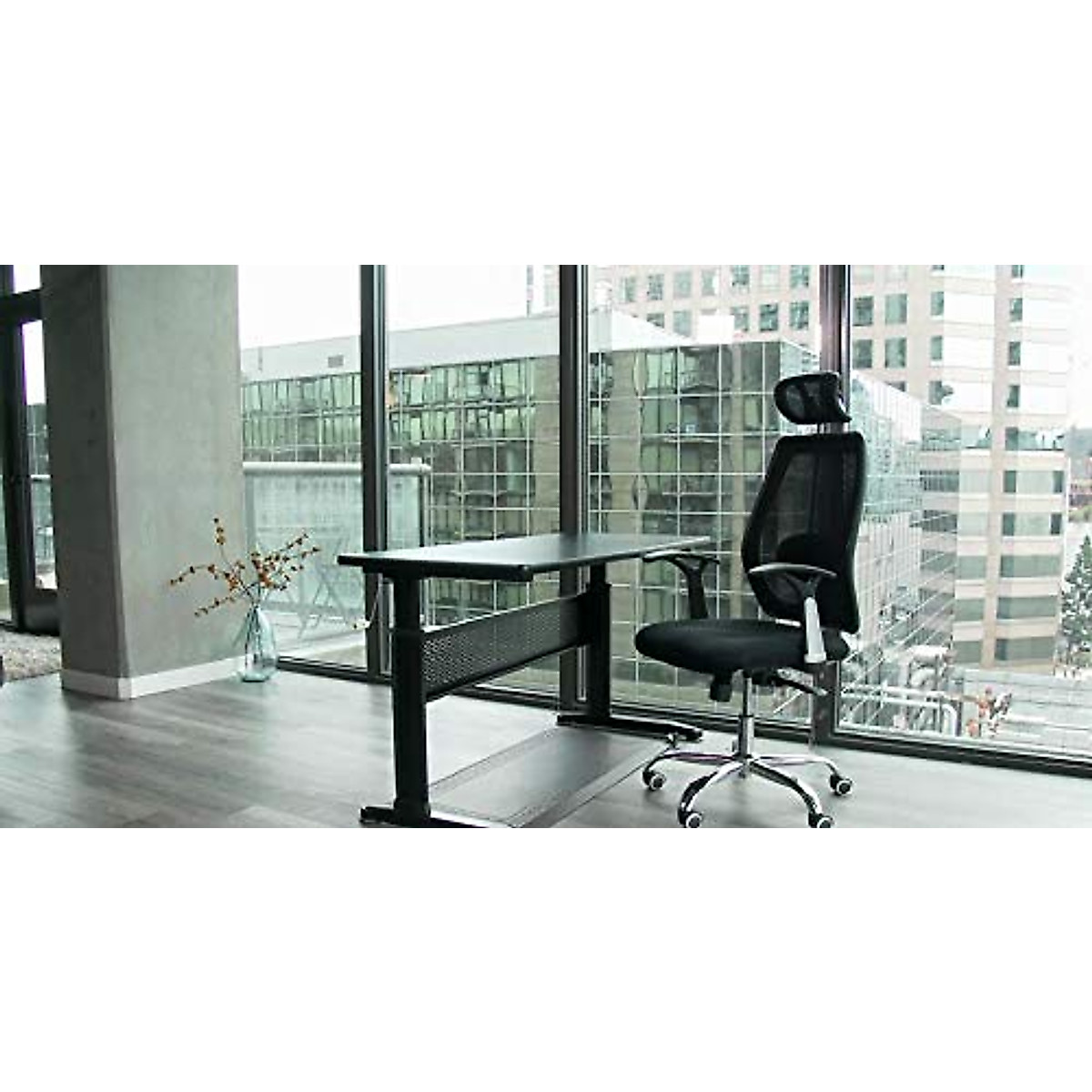 ErgoMax Adjustable Crank Desk w/Tabletop, 45 Inch Max Height, Black