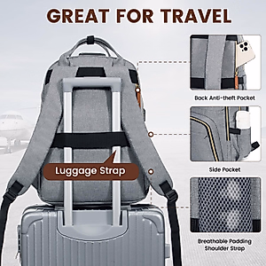 LOVEVOOK Laptop Backpack for Women & Men Unisex Travel Anti-Theft Bag Business Computer Backpacks Purse College School Student Bookbag, Casual Hiking Daypack with Lock, 15.6 Inch, Grey