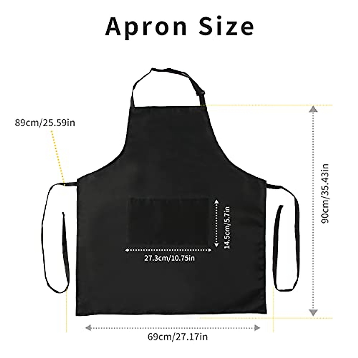 Tosewever 2 Pack Adjustable Bib Apron, Waterdrop Resistant Aprons with 2 Pockets Cooking Kitchen Restaurant Aprons for Women Men Chef, BBQ Drawing Crafting Outdoors (Polyester-Black, 2)