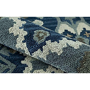 Momeni Tangier Wool Hand Tufted Traditional Indoor Area Rug, Blue, 8' X 11'