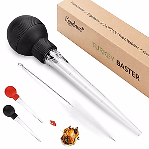 Kendane Turkey Baster With Cleaning Brush, Baster Syringe for Home Baking and Roaster Turkey, Include Detachable Food Grade Bulb with Double Scales for BBQ Grill Baking Kitchen Cooking