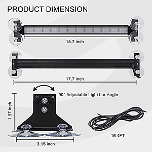 XRIDONSEN 2 in 1 Emergency Strobe Traffic Advisor Light Bar 144 LED Warning Safety Interior Windshield Dash Lights Deck Split Mount for Volunteer Firefighter Vehicles Trucks (2x17.7 inch,Green/White)