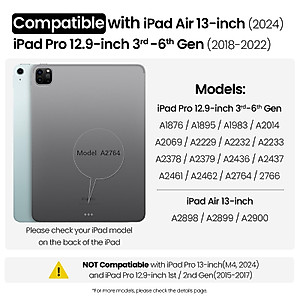 Nillkin Keyboard Case for iPad Air 13-inch (M3 2025/M2 2024), iPad Pro 12.9-inch (6th/5th/4th/3rd Gen) Rugged Case with Detachable Keyboard, Magic Trackpad, 7-Color Backlit, Portrait/Landscape, Black