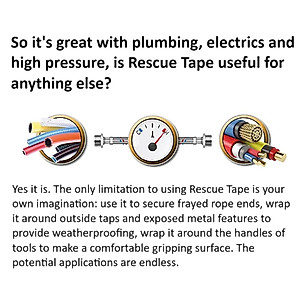 Rescue Tape, Self-Fusing Silicone Tape, Emergency Plumbing Pipe & Radiator Hose Repair, Electrical Insulation, 1" Width x 36' Length x 0.02" Thick, Black