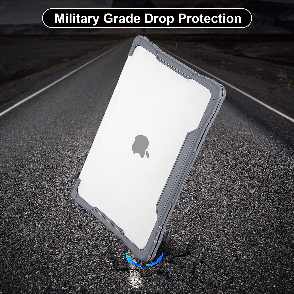 BlueSwan Shockproof Protective Laptop Case for MacBook Air M2 Case 13.6 inch M3 A3113 A2681 2024-2022 Release, Heavy Duty Rugged Hard Shell Case Cover with Strong TPU Bumper for Student, Frosted Clear