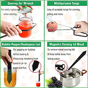 Canning Kit, Canning Supplies Starter Kit, Food Grade Stainless Steel Canning Set for Beginner,Canning Essential Tools for Water Bath & Pressure Canner, Canning Accessories Equipment for Pot, Black