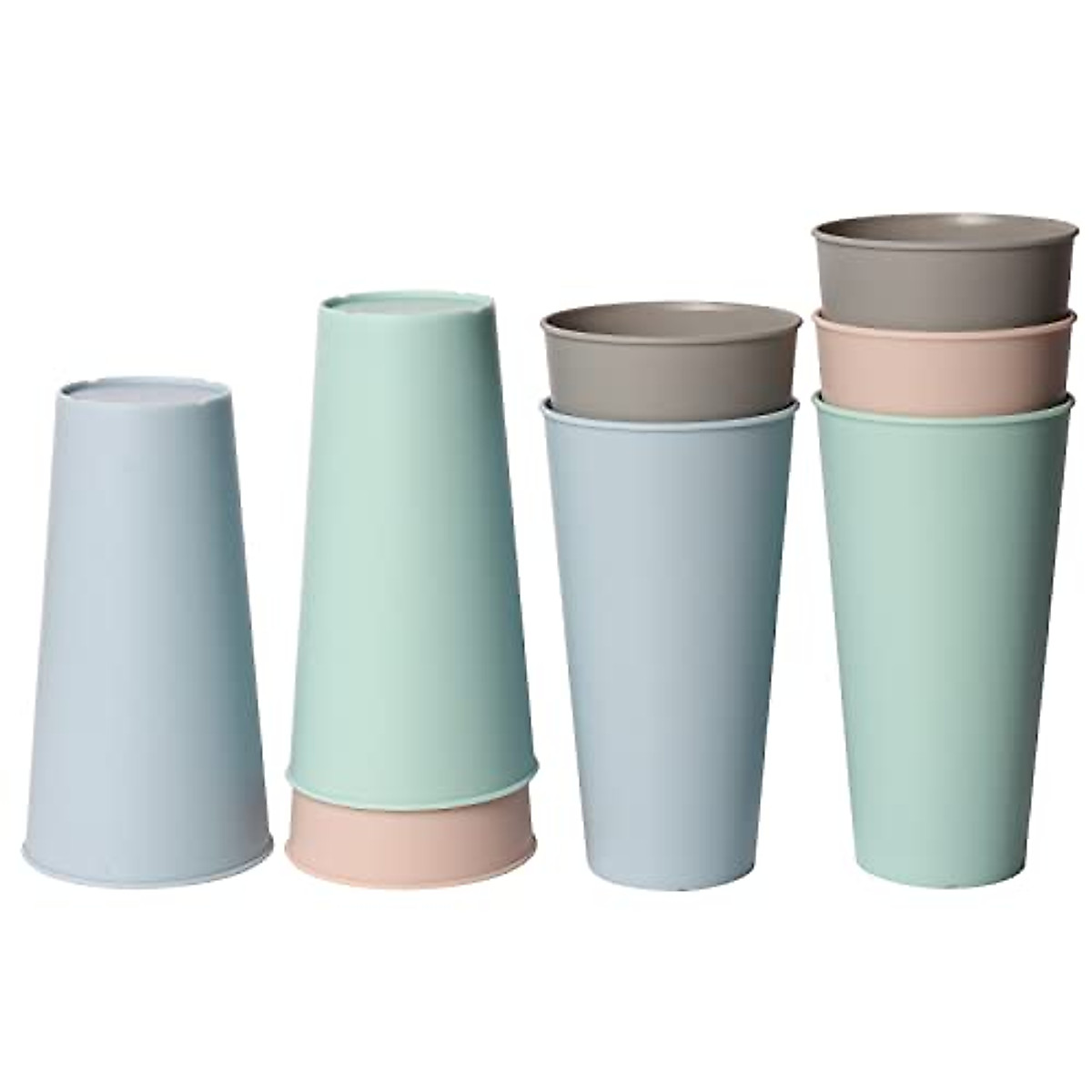 WANCHIY Reusable Plastic Cups- 20 oz Plastic Cups, Plastic Tumblers Set of 8, Unbreakable Plastic Drinking Glasses - Colorful Stackable Party Cups Set (Pack 8-20oz)