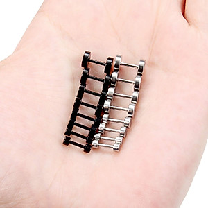 Cisyozi Flat Back Earring stud for Men 18gauge cute Black Silver Earring Stud Stainless Surgical Steel tragus cartialge helix ear lobe Disc Circle Round CZ Gem Fake Gauge Dot Earring Set fo Women Men