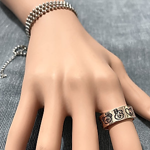 Mshion Ring Set, Rings for Women Men, Cool Rings with Stainless Steel Chain Holiday Gifts(Rose Gold)