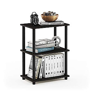 Furinno Turn-N-Tube No Tool 3-Tier Storage Shelf, Narrow, French Oak Grey/Black