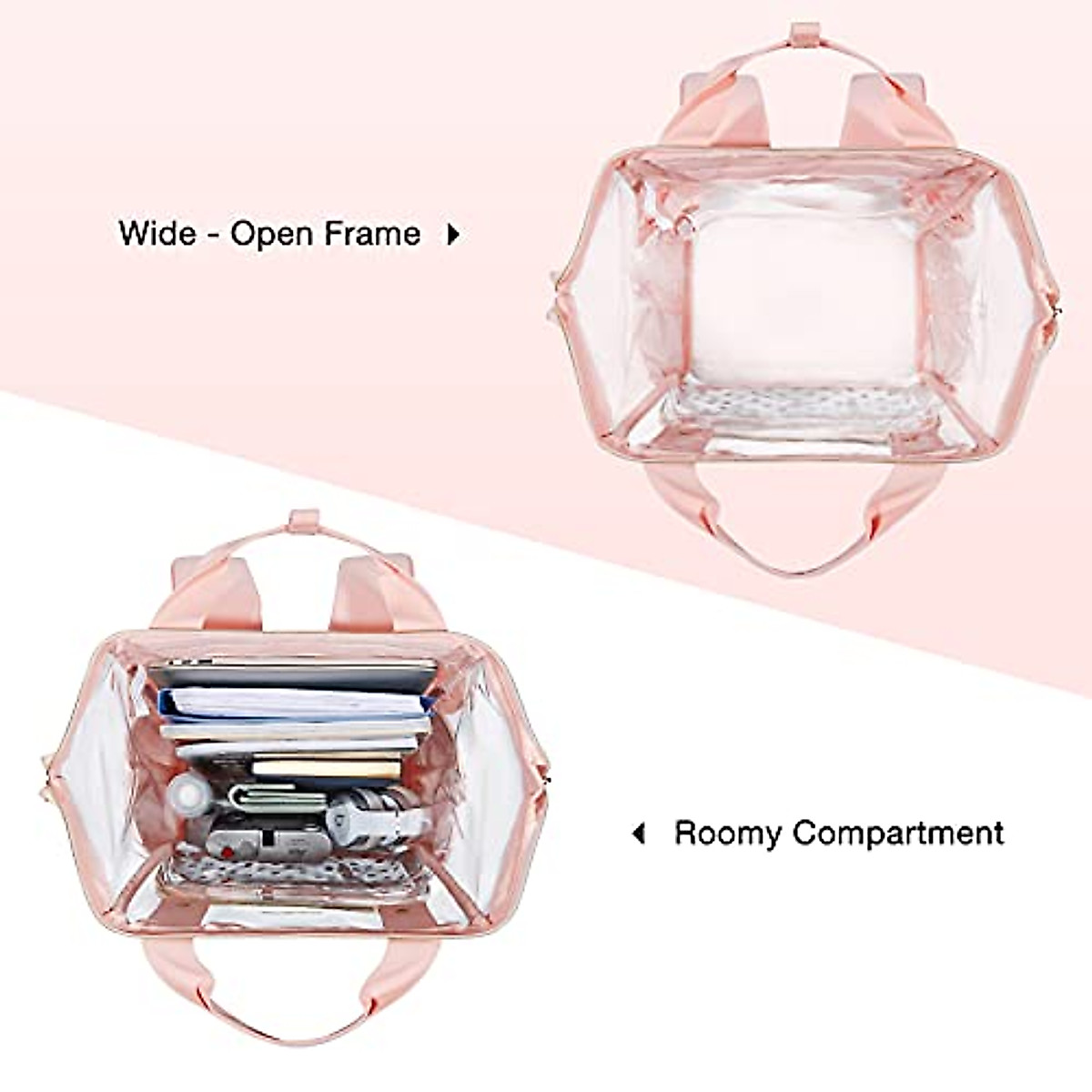 LIGHT FLIGHT Clear Backpack Heavy Duty Transparent Backpack Set See Through Bookbags Durable Backpacks for College, Security, Pink