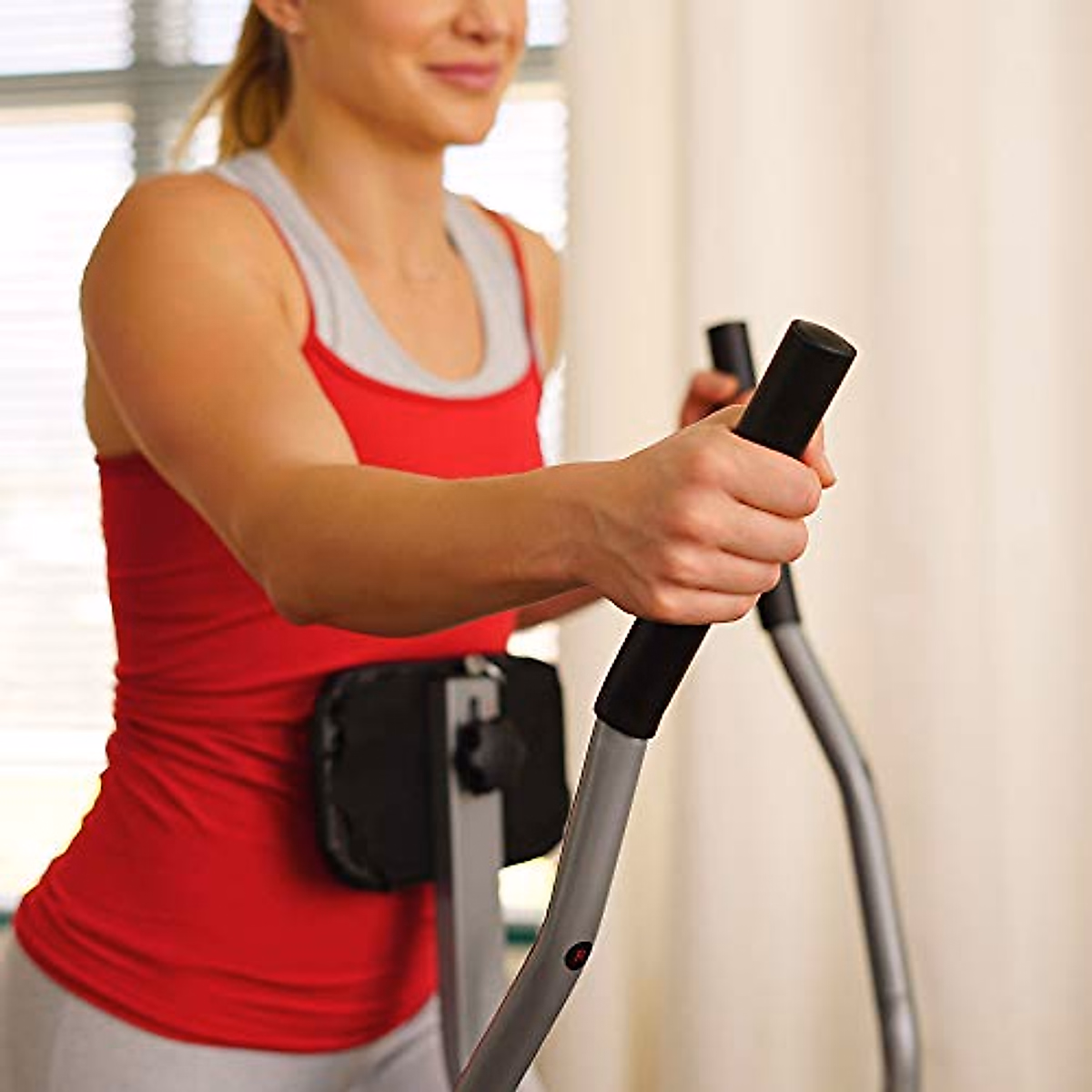 Sunny Health & Fitness SF-E902 Air Walk Trainer Elliptical Machine Glider w/LCD Monitor, 220 LB Max Weight and 30 Inch Stride