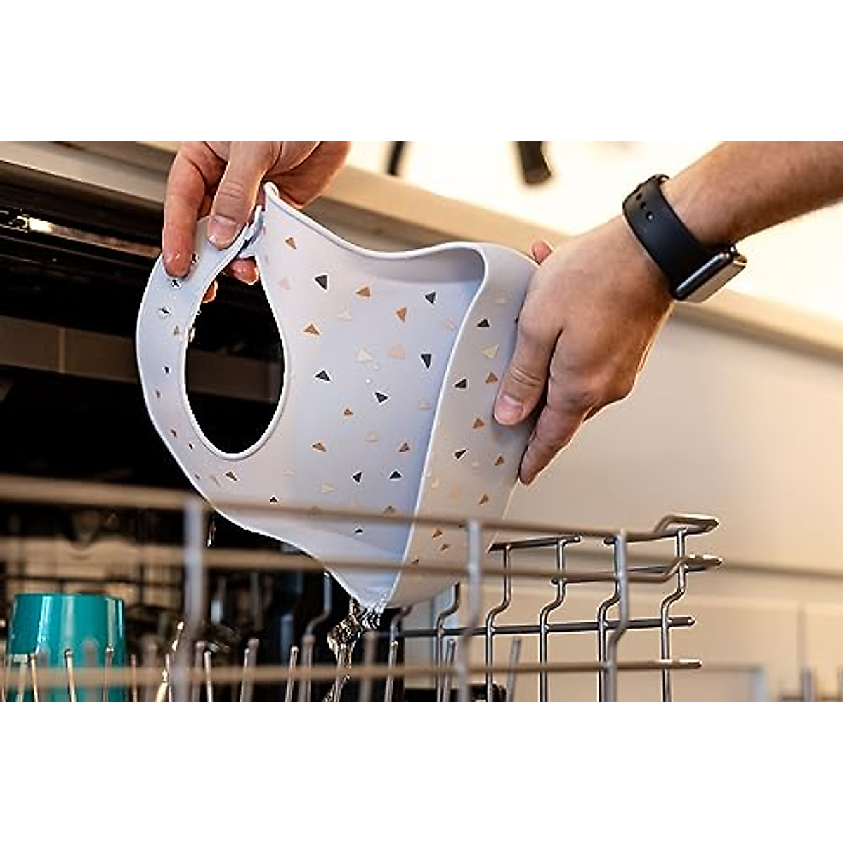 Simple Modern Silicone Bib for Babies, Toddlers | Lightweight and Durable Baby Bibs for Eating with Food Catcher Pocket | Soft Silicone with Adjustable Fit | Bennett Collection | Hearts on Pink