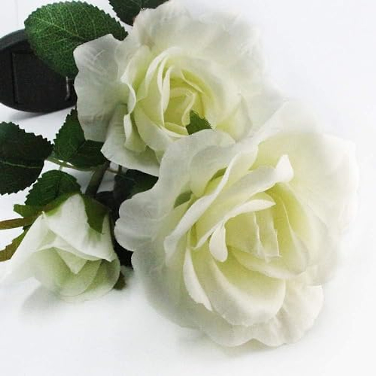 Solar Flowers Lights Outdoor Garden Decor 2 Pack, Waterproof White Rose for Grave Yard Patio Flower Bed Path Cemetery Decorotions Outside, Valentines/Mothers Day Birthday Gifts for Mom Women Grandma