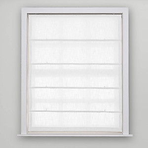 Cololeaf Roman Shade - Faux Linen, Light Filtering & Blackout, Washable Fabric, Install Hardware Included, Snow White, 1 Piece
