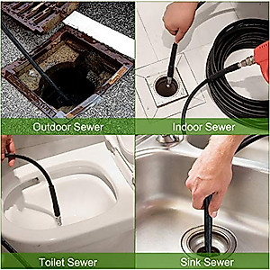 WEST BAY Sewer Jetter Kit 100FT for Pressure Washer, 5800PSI Drain Cleaner Hose 1/4 Inch NPT Corner Rotating and Button Nose Sewer Jetting Nozzle Spanner Waterproof Tape Pearl Corsage Pin