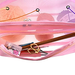 HEALLILY Knitting Bags Nylon High Capacity Mesh with Zipper Yarn Tote Holder Organizer Storage Case for Sewing Carrying Knitting Needles Crochet