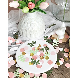 Greenery Golden Pink Eucalyptus Dots Confetti Baby Shower Green Scatter Table Decoration Flamingo Girl Boho Theme Party Bridal Shower Party Wedding Nursery Decor Supplies 210 Pcs