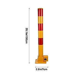 Garneck Parking Bollard Parking Traffic Iron Art Tube Pole Barrier with Lock Car Parking Protection Posts for Home Garage Street Decor