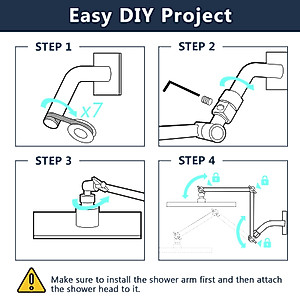 PDPBath Shower Extension Arm, 16" Upgrade Solid Brass Shower Head Shower Head Extender, Adjustable Height Extended with G1/2 Universal Connection for Rain & Handheld Shower Head - Chrome