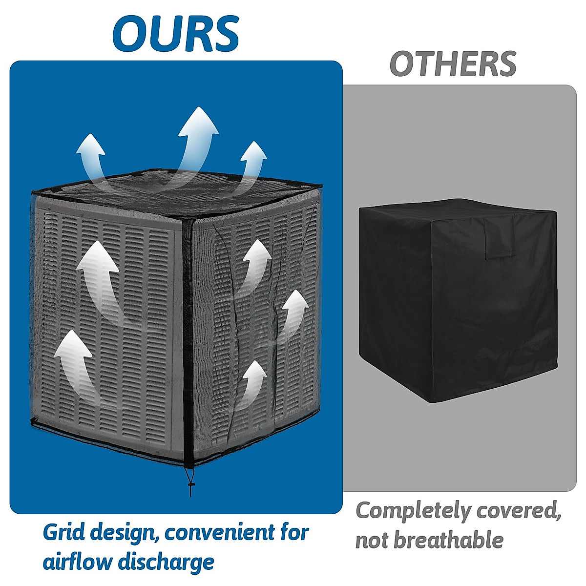 Air Conditioner Cover, 36" x 36" x 39" Mesh Breathable AC Unit Cover with Detachable Waterproof Top, All Season Protection, Air Conditioner Defender Cover for Outside Cottonwood, Leaves