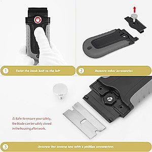 EHDIS Razor Blade Scraper, 1.5'' and 4'' Glass Scraper Tool, Floor Adhesive Remover Scraper with Metal Razor Blades, Paint Scraper Ideal for Cleaning Stove Top, Windows, Glass, Tiles, Wall, Labels