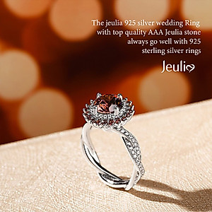 Jeulia Sterling Silver Engagement Fidget Rings Flower Anxiety Rotating Ring for Women Mother's Day Diamond Birthstone Promise Jewelry with Gift Box (Flower, 7)