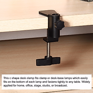 PATIKIL 0.49" Hole Dia. Desk Clamp, 2 Pcs Universal C-Clamp Base with Adjustable Screw for Microphone Mic Arm Table Lamp Mount Holder, Black