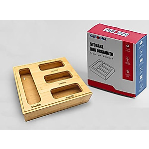 KABOORA Storage Bag Organizer - for Wall Mount & Kitchen Drawers - Compatible w/Most Ziplock Brands & Sizes - Gallon Quart Sandwich Snack Baggie - Hefty Ziploc Solimo Glad Variety - Slider Dispenser…