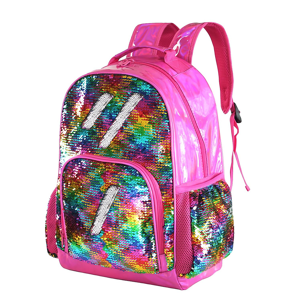 Sequin silly rainbow Backpack for girls kindergarten elementary School Backpack Kids Glitter Bookbag Mermaid Backpack sparkle reverse glitter backpack(Orchid)