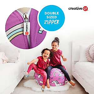 Creative QT Stuff ’n Sit Extra Large 38’’ Bean Bag Storage Cover for Stuffed Animals & Toys, Giant Beanbag Chair for Plush, Toddler & Kids Rooms Bedroom Organizer, Hot Pink Corduroy