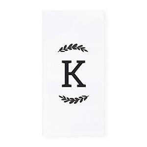 The Cotton & Canvas Co. Personalized Single Monogram Initial K Soft Absorbent Kitchen Tea Towel, Flour Sack Towel, Dish Cloth