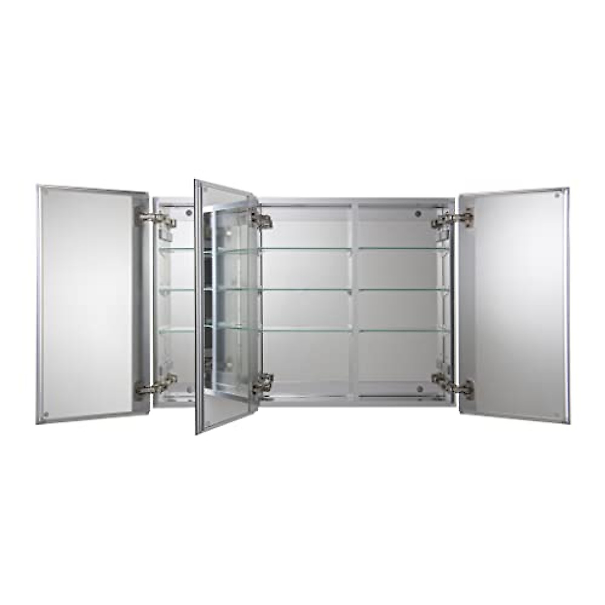 Croydex Brantley Tri-View Recessed or Surface Mount, Hang 'n' Lock Easy Installation Medicine Cabinet, 36W x 26H, Aluminum