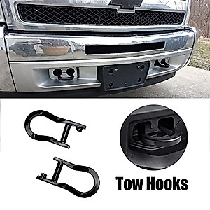 Gelessy Front Recovery Hooks 84072463 23236699 19159115 Compatible with 2007-2018 Chevy Silverado Sierra 1500 - Black Tow Hooks (2pack)