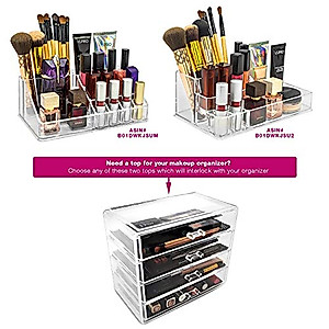 Sorbus Clear Cosmetics Makeup Organizer - Space Saving Acrylic Jewelry & Make Up Organizers and Storage Display - Stylish Makeup Organizer for Vanity & Bathroom Organization (4 Medium Drawers)