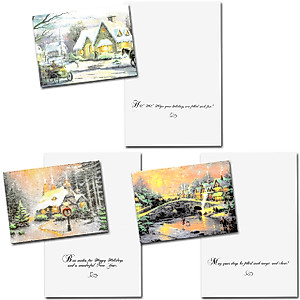 72 Christmas Greeting Cards Collection with Envelopes for Winter Xmas Season, holiday present Giving, Xmas Gifts Cards, Snowy Town Greeting Cards