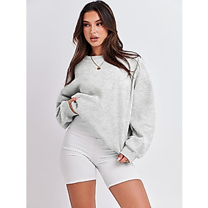 ANRABESS Sweatshirt for Women Oversized Crewneck Hoodies Fleece Casual Pullover Top Fall Fashion Outfits Clothes 2025 A1019 light gray X-Large