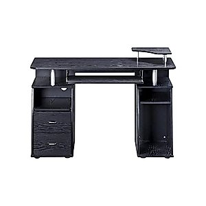 Techni Mobili Complete Computer Desk with Multiple Storage, Workstation Table with MDF Panels and PVC Laminate Veneer Surface, Espresso