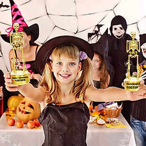 6 Halloween Best Costume Skeleton Trophy, Halloween Skull Party Favor Prizes, Halloween Party Supplies Gold Bones Game Awards, Costume Contest Event Trophy, School Classroom Rewards for Kids(A)