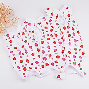 URROMA 1 Piece Cat Strawberry Recovery Suit, E-Collar Alternative for Cats Dogs After Surgery Wear Pajama Suit Home Cat Wound Surgery Recovery Suit, S