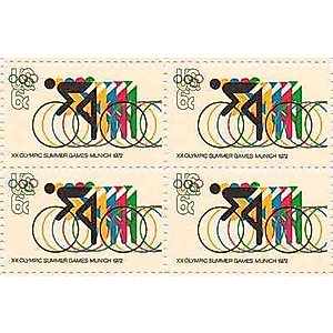 XX Olympic Games Munich Cycling Set of 4 x 6Cent US Postage Stamps Scot 1460