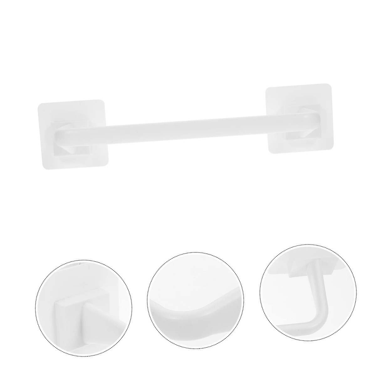 SHOWERORO Storage Rack Towel Bar 12 Inch Bathroom Towel Bar Stick on Bath Towel Rack Adhesive Towel Bar Wall Stainless Steel Sponge Holder Towel Stand Individual Abs Shoe Towel Rail White