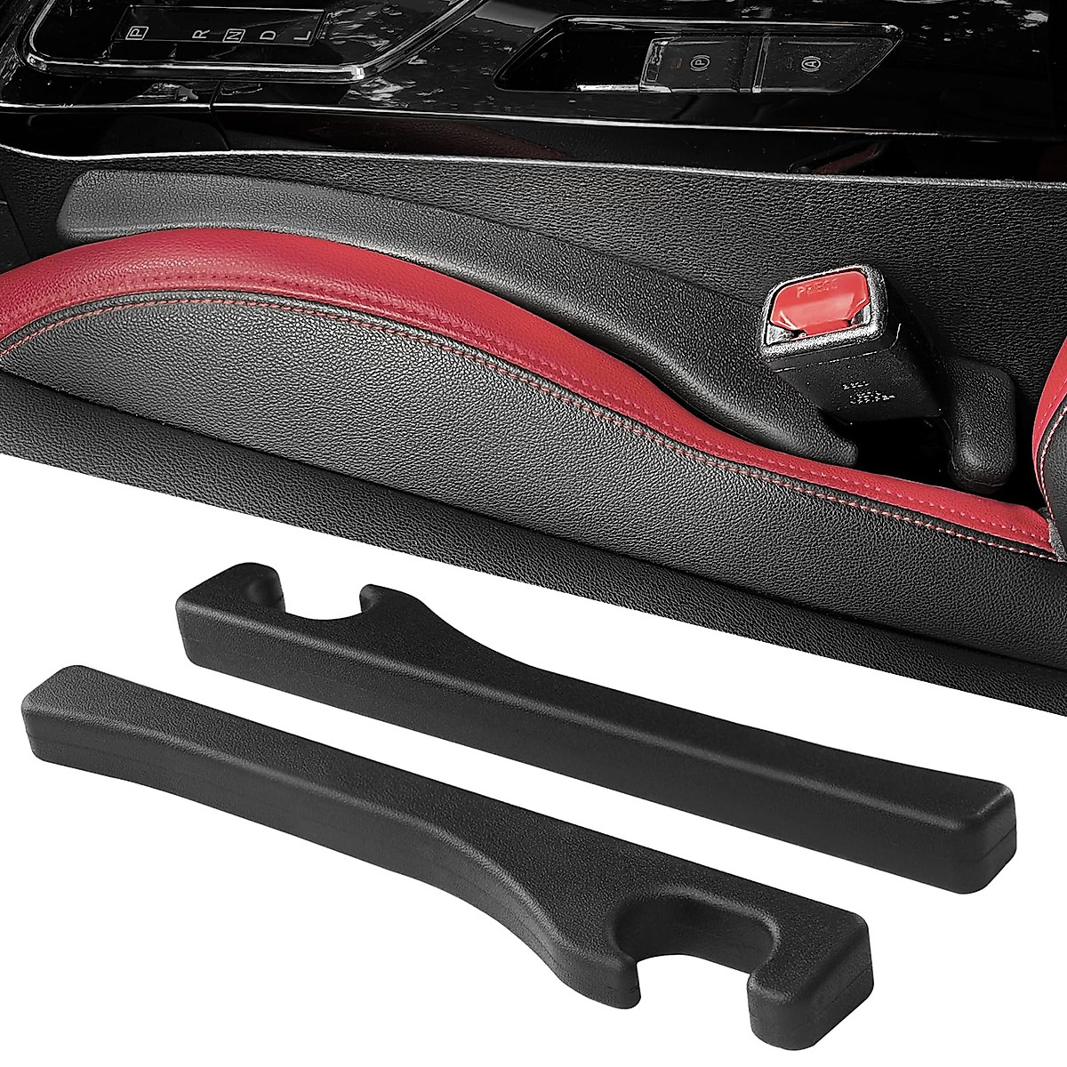 KAYZT Seat Gap Filler Universal Fit Car SUV to Fill The Gaps Between Seat and Console Blocker Stopper Pack of 2 Black