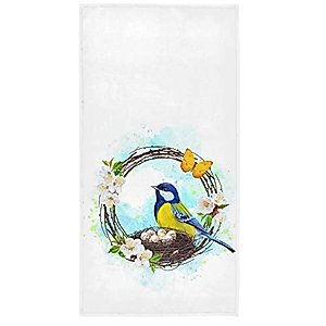 Vdsrup Hummingbird Bird Hand Bath Towel Shower Towels Butterfly Floral Fingertip Bathroom Towel Kitchen Dish Guest Towel Highly Absorbent Soft for Hand Face Gym Spa 30 X 15 Inch
