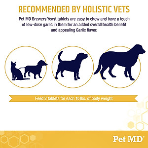 Pet MD Garlic & Brewers Yeast for Dogs & Cats - Garlic and Yeast Plus Antioxidants - Brewer's Yeast Tablets for Dogs & Cats - Vitamin B 1 & Vitamin C - 1000 ct