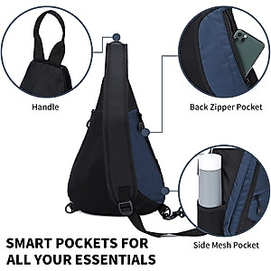 Lohol Lightweight Sling Bag Crossbody Shoulder Chest Bag Urben/Outdoor/Travel Daypack for Women & Men (M/Black)