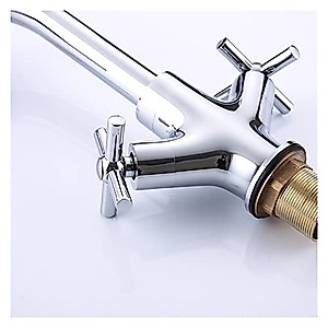 PLKXSEYUJ Kitchen revolving Sink Faucet Bathroom Basin Single Hole Double Handle Deck Mounted Faucet Bathtub Cold and hot Water Mixing