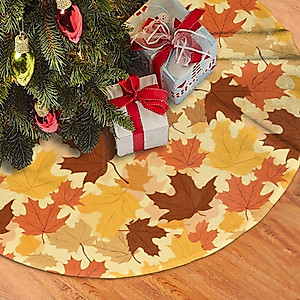 Dewoofly Fall Maple Leaf Nut Tree Skirts Xmas Ornaments, Seasonal Leave Tree Skirt for Christmas Party Holiday All Occasions 30"