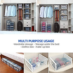 XZLGUJI 1 Pack Shoe Storage Box-Multi-function Storage Bins,Clear Plastic Stackable Shoe Organizer for Closet,Drop Front Shoe Box. (black (1 Pack))